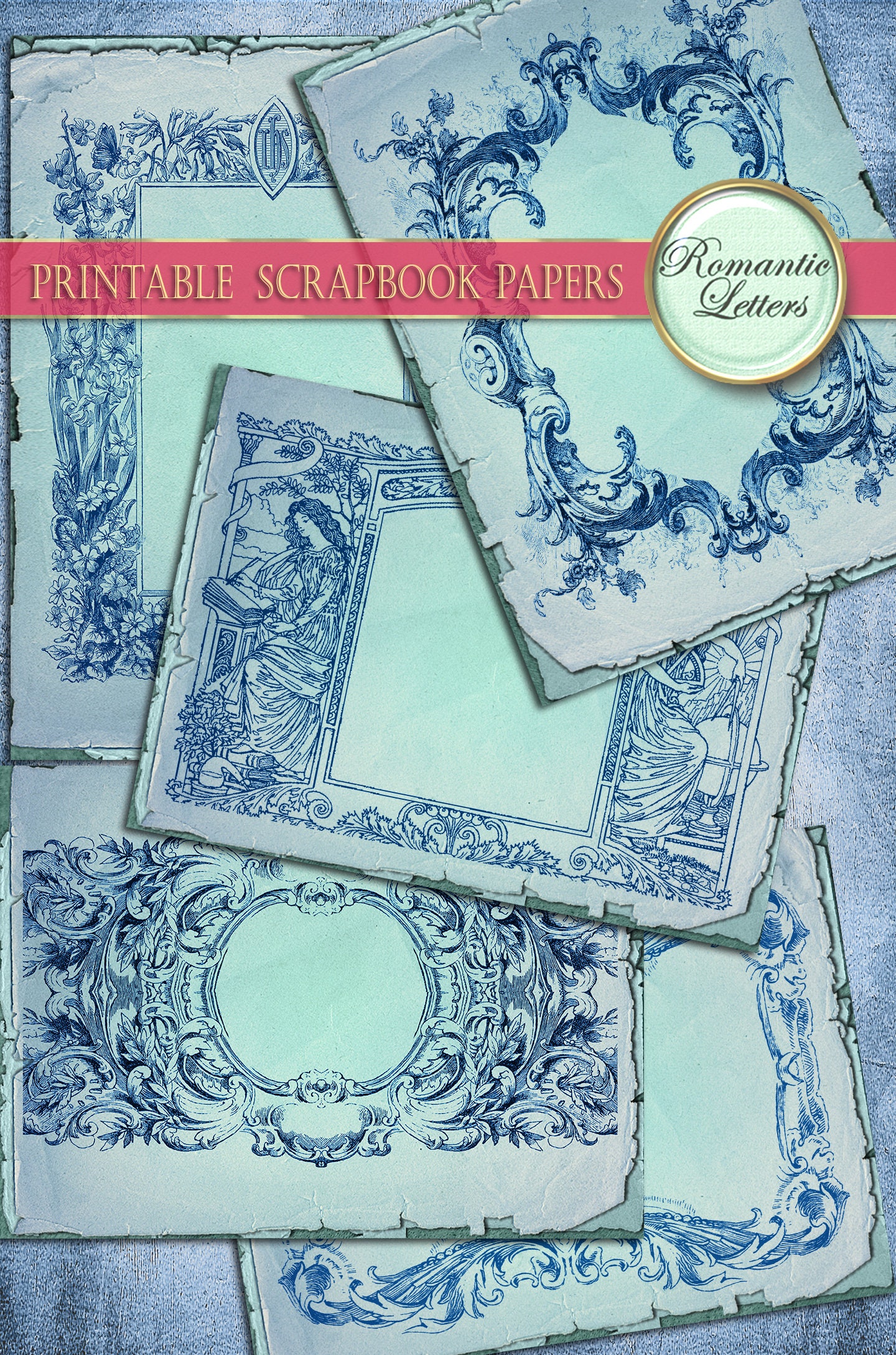 Digital Printable Scrapbook Frames Paper Printable Paper Pack - Etsy