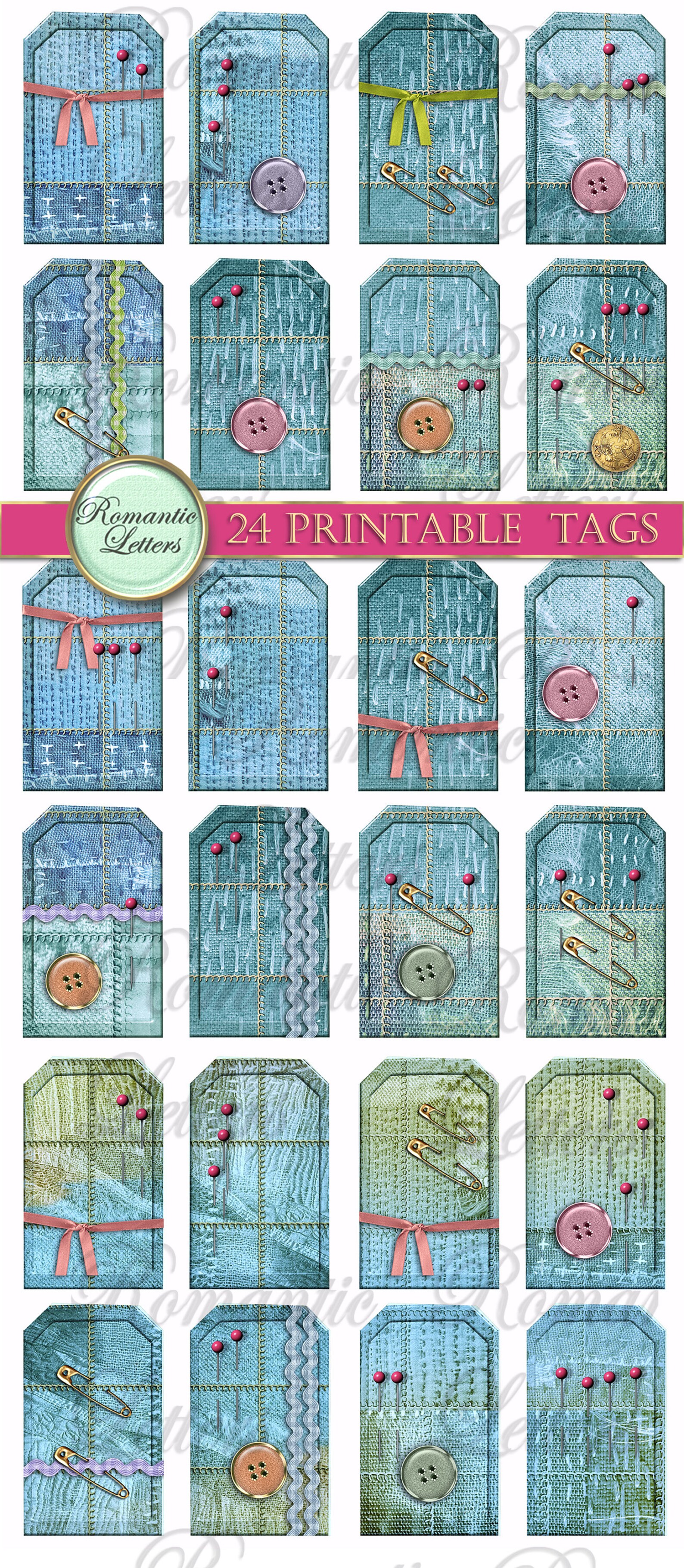 Printable Scrapbook Tags Printable Gift Tags Bookmark Digital - Etsy