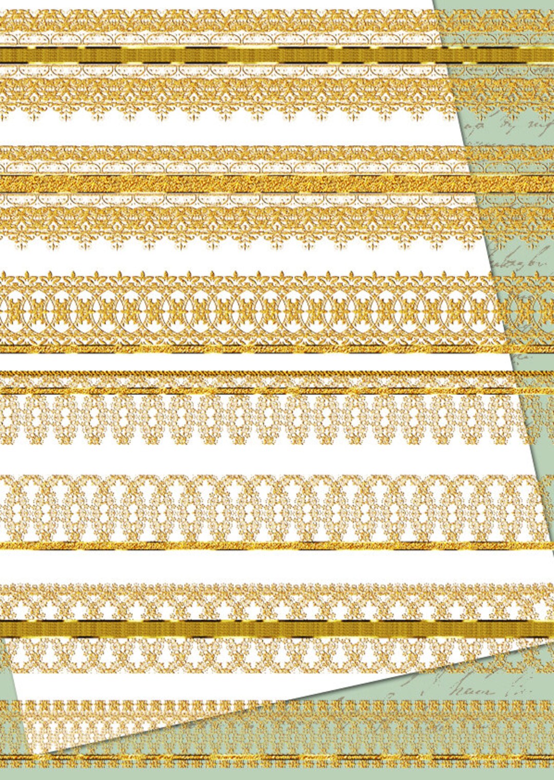 Digital Border Gold Lace Clipart Digital Scrapbook Wedding Gold Clip ...