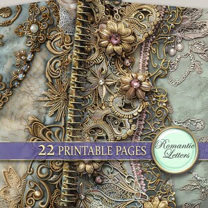 Digital Printable Scrapbook Paper Pack Shabby Chic Wedding Album Luxury ...