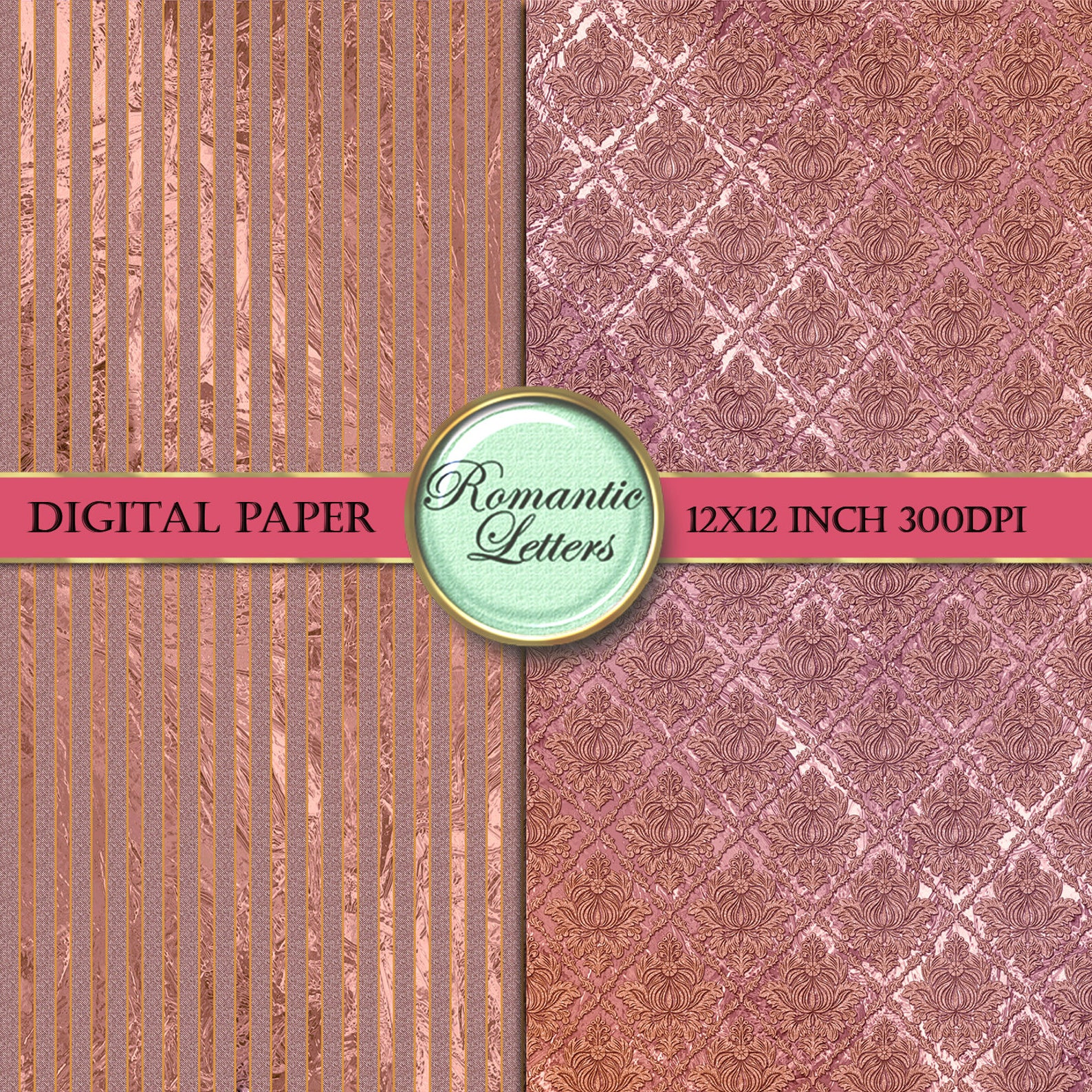 Rose Gold Digital Scrapbook Paper 12x12 Scrapbook Background - Etsy