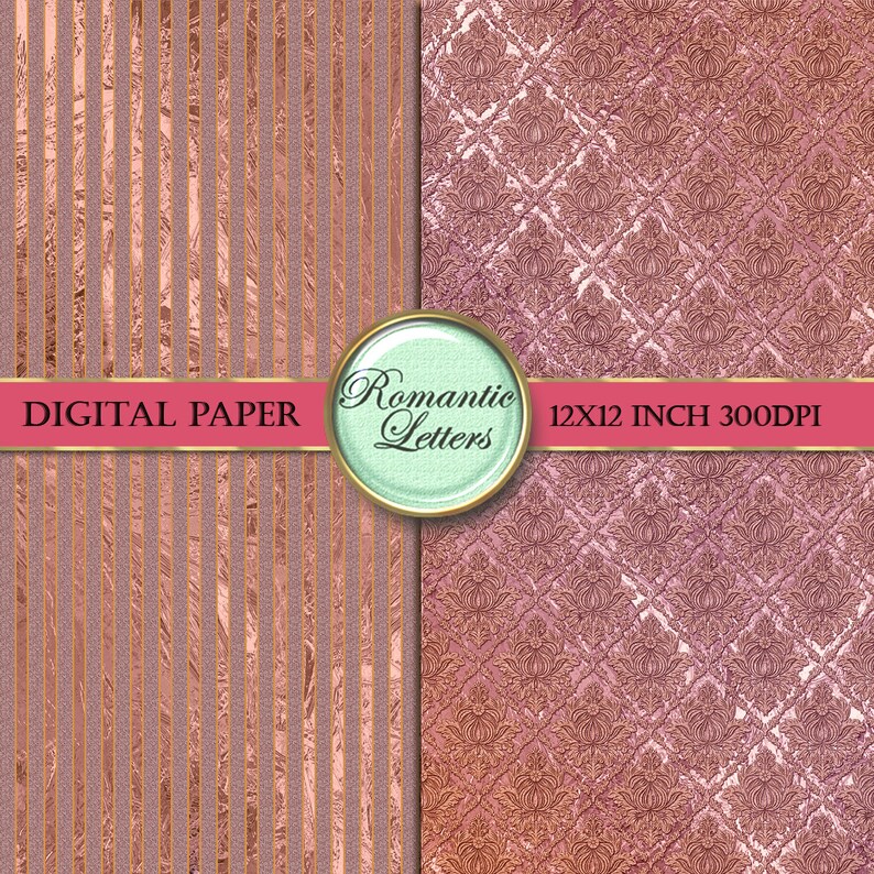 Rose gold digital scrapbook paper 12x12 scrapbook background | Etsy