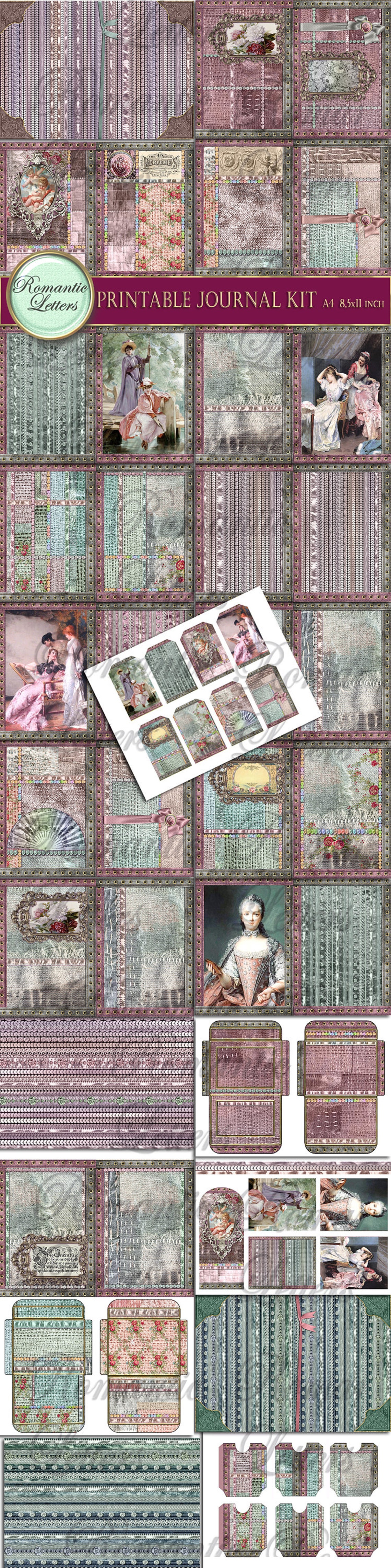 Printable Junk Journal Kit Shabby Chik Digital Scrapbook Paper | Etsy