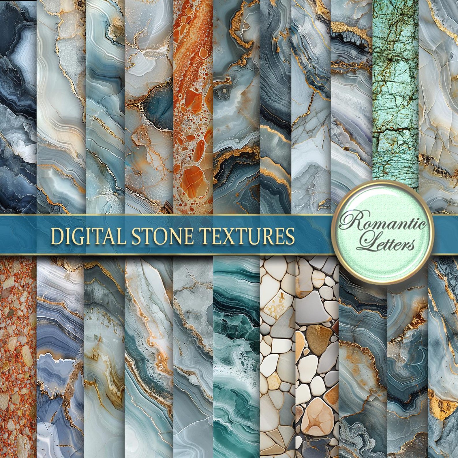 Marble Stone Texture Digital Paper Pack Scrapbook Printable Decoupage ...