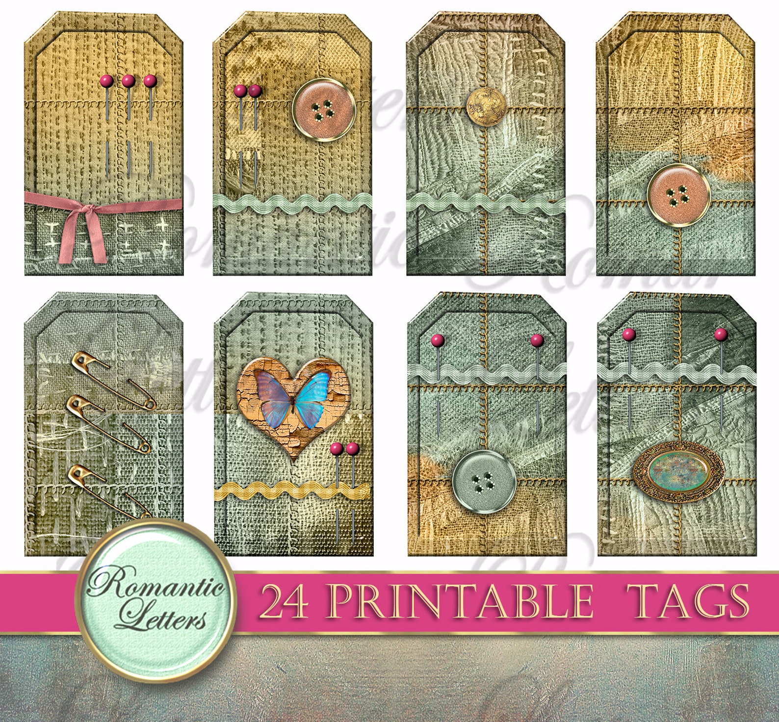 Printable Scrapbook Tags Printable Gift Tags Vintage Printable Bookmark ...