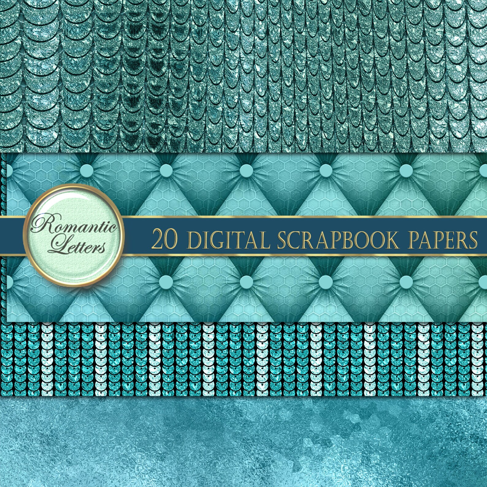 Digital Paper Teal Digital Scrapbook Album Paper Digital | Etsy