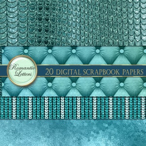 Digital Paper Teal Digital Scrapbook Album Paper Digital Texture Teal ...