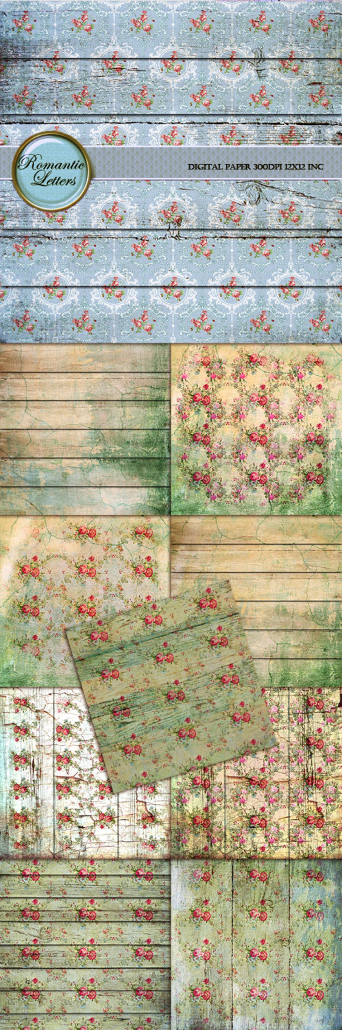 Floral Digital Scrapbook Paper Pack Digital Background Shabby | Etsy