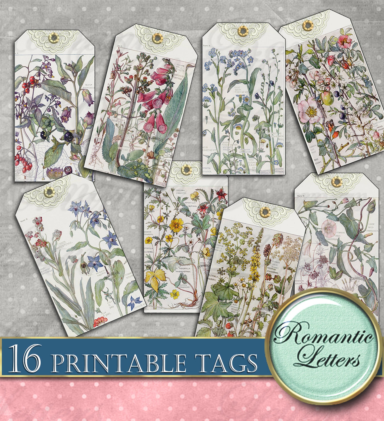 Digital Printable Journal Gift Tags Floral Baroque Digital - Etsy Australia