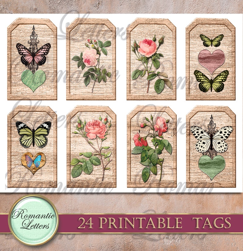 Printable Junk Journal Tags Printable Gift Tags Printable Bookmark ...