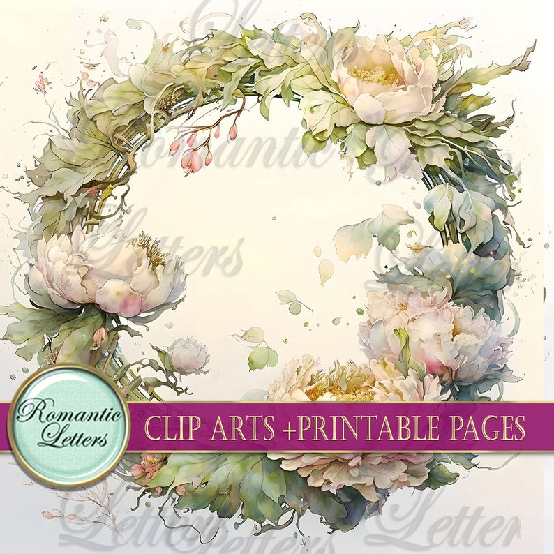 Digital Scrapbook Clip Art Flowers Watercolor Clipart Floral - Etsy