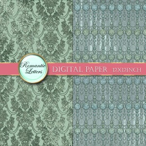 Dusty Teal Digital Paper Pack Digital Scrapbook Album Background ...