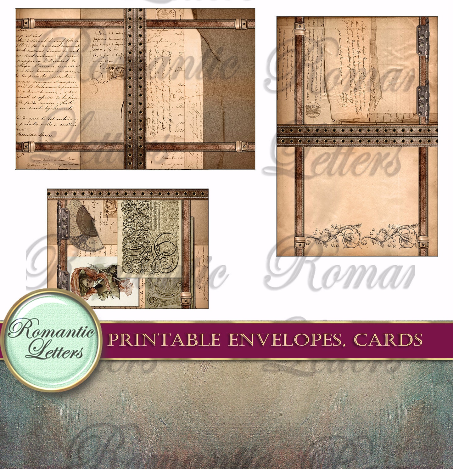 Printable Victorian journal kit digital collage sheet | Etsy