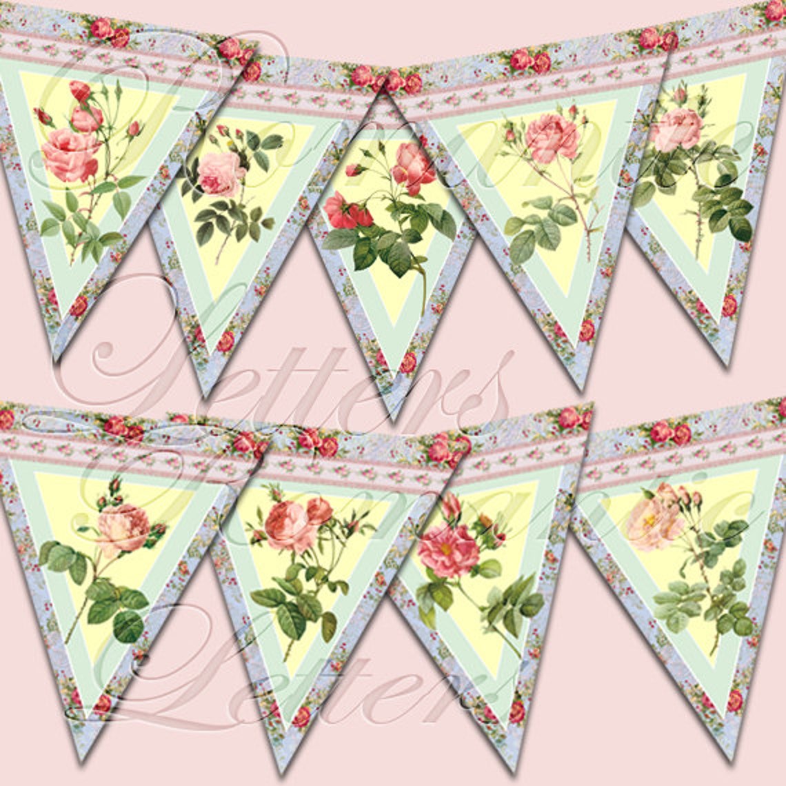 SALE Printable Digital Banner Shabby Chic Birthday Party - Etsy