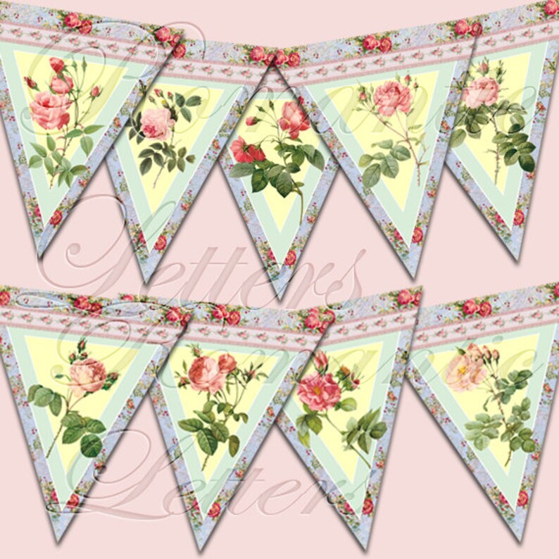 SALE Printable Digital Banner Shabby Chic Birthday Party - Etsy
