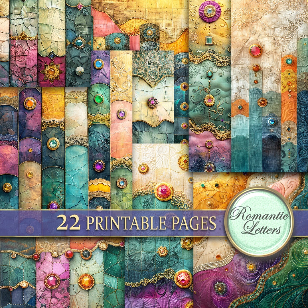 Patchwork Digital Printable Scrapbook Paper Pack Junk Journal Paper ...