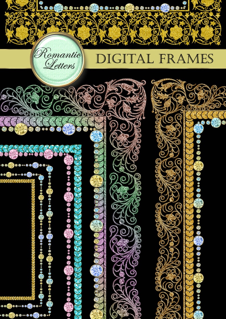 Digital Scrapbook Frame Gold Clipart Digital Gold Lace Clip - Etsy