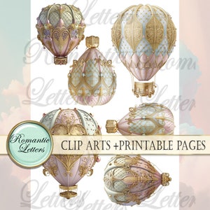 Hot Air Balloon Digital Clip Art Scrapbook Paper Nursery Clipart Baby ...