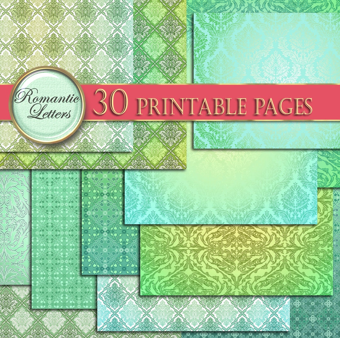 Digital Scrapbooking Paper Pack, Damask Patterns, Dollhouse Wallpaper ...