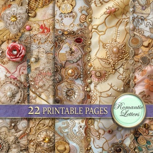 Digital Paper Lace Scrapbook Printable Paper Pack Digital Texture ...