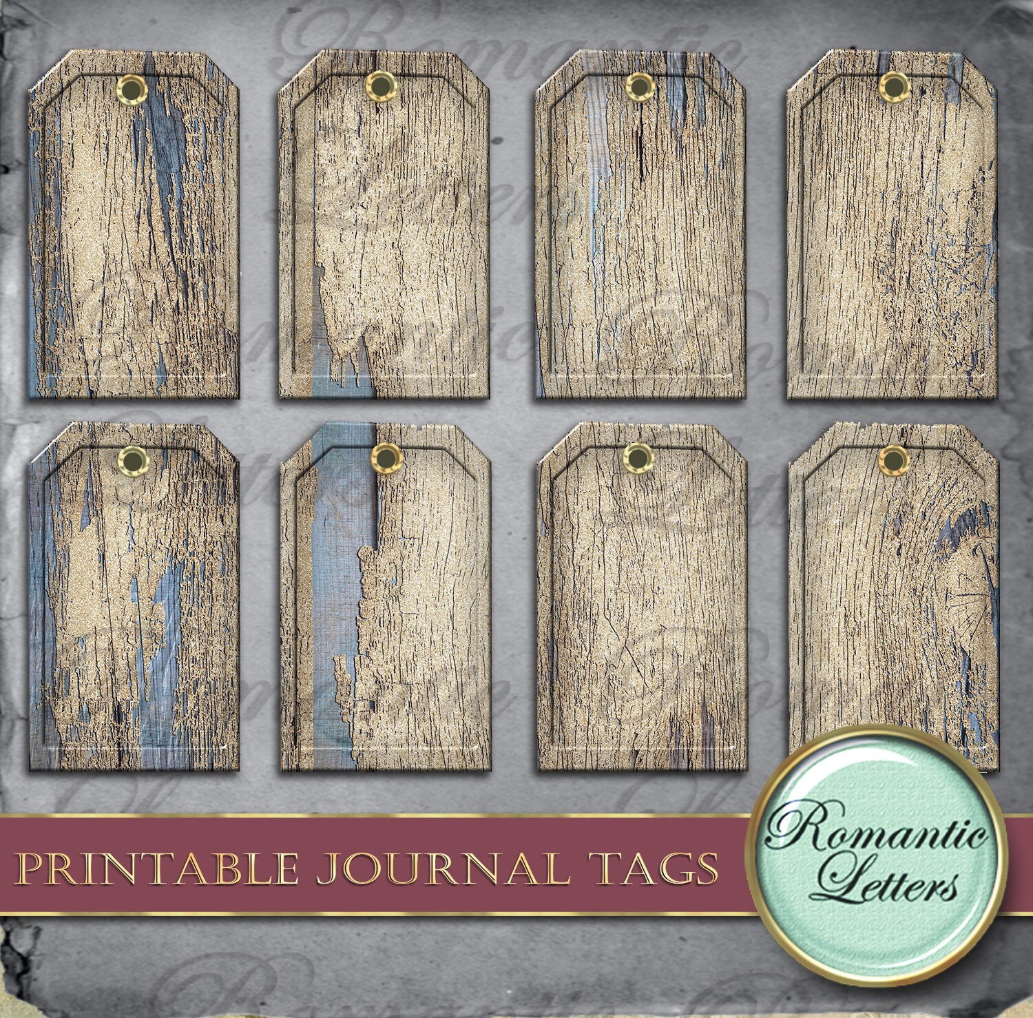 Printable Scrapbook Journal Tags Grunge Gift Tags Printable - Etsy ...