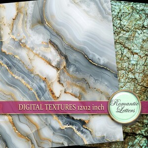 Marble Stone Texture Digital Paper Pack Scrapbook Printable Decoupage ...