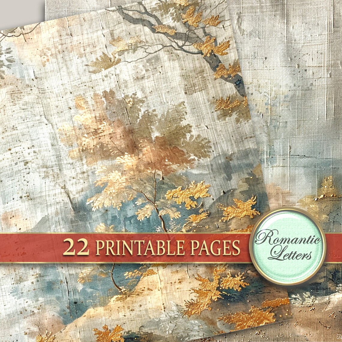 Printable Scrapbook Paper Pack: Painted Canvas , Shabby Chic Autumn ...