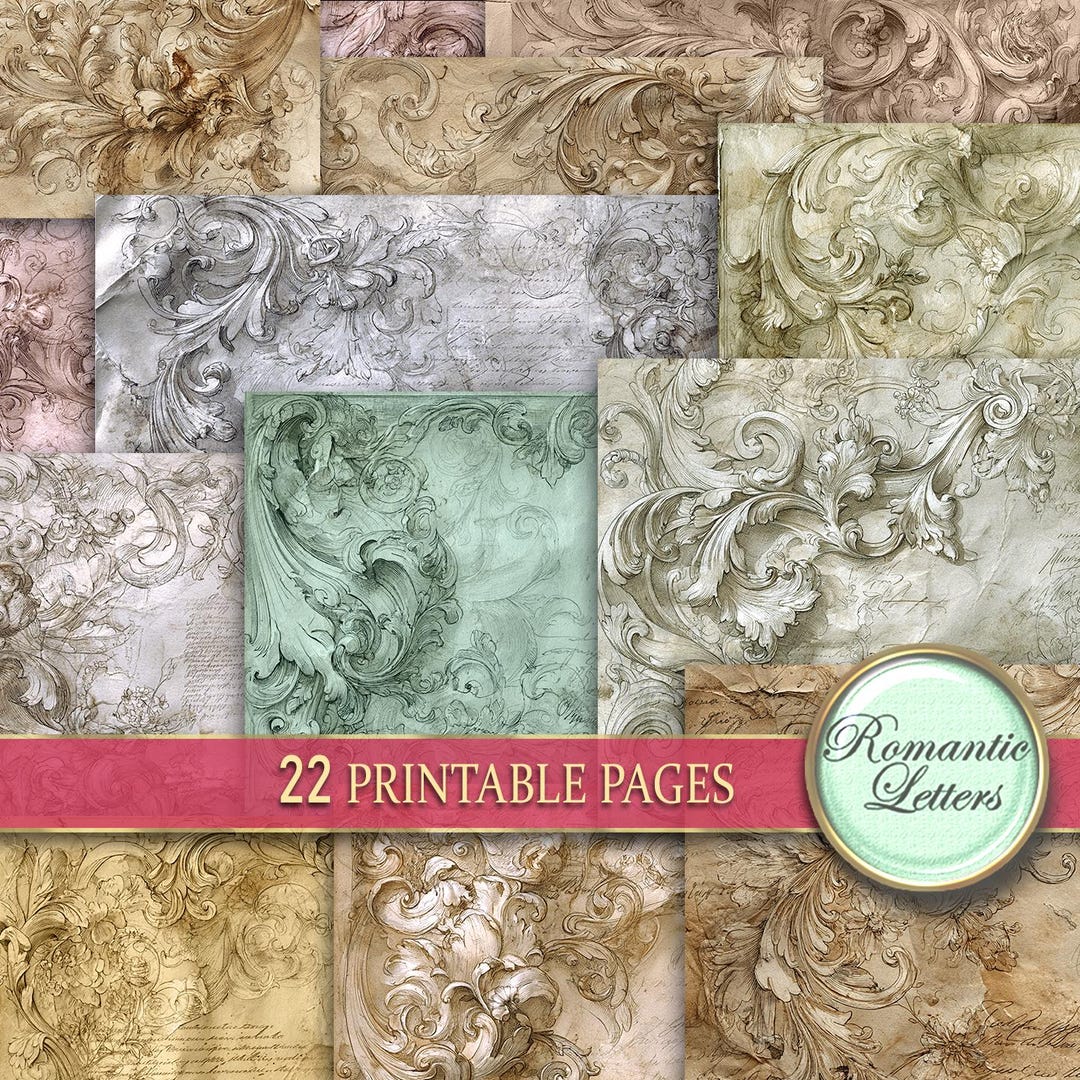 Digital Printable Old Paper Pack Journal Pages Printable Scrapbook ...
