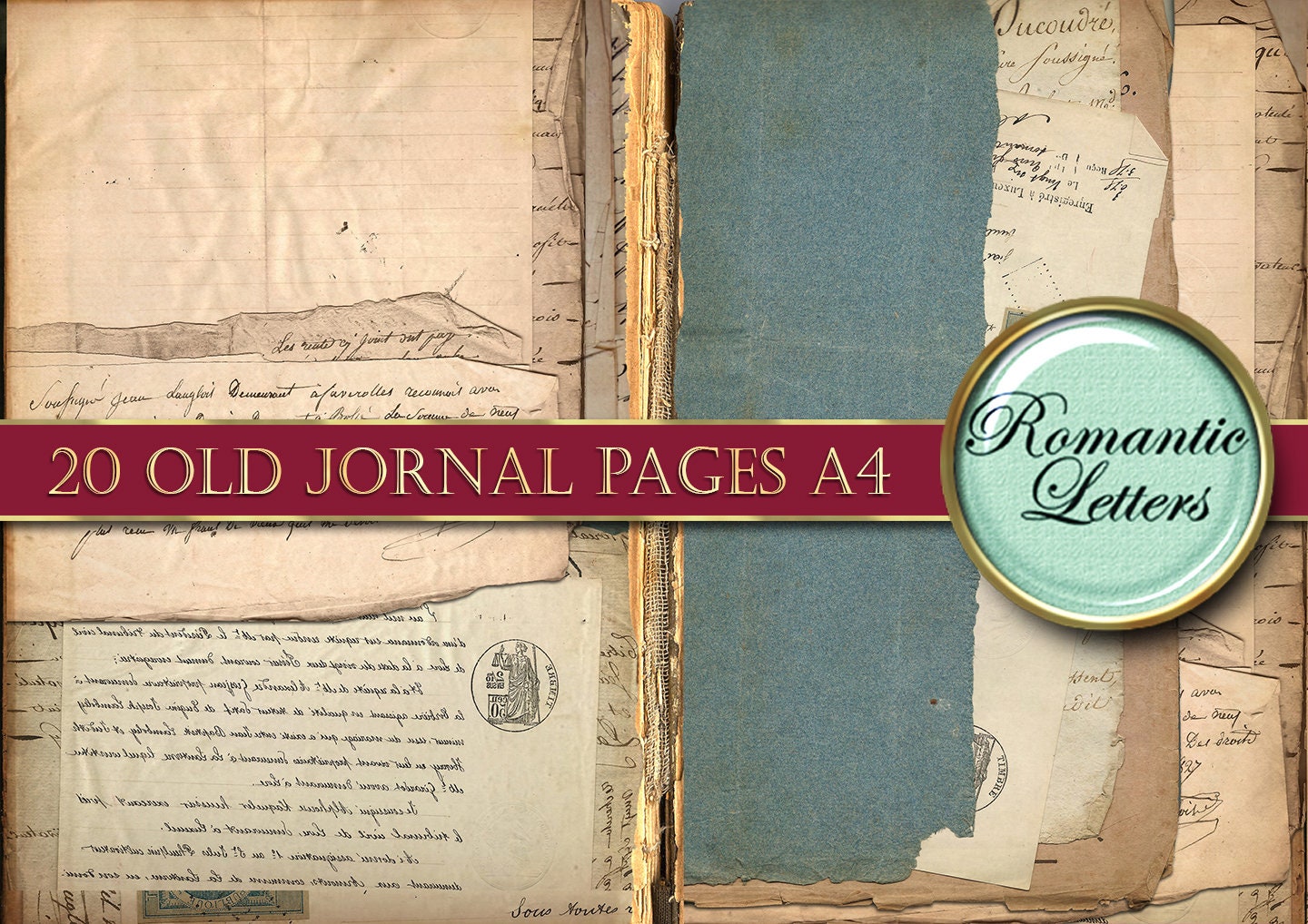 Printable journal pages printable old book paper craft A4 | Etsy