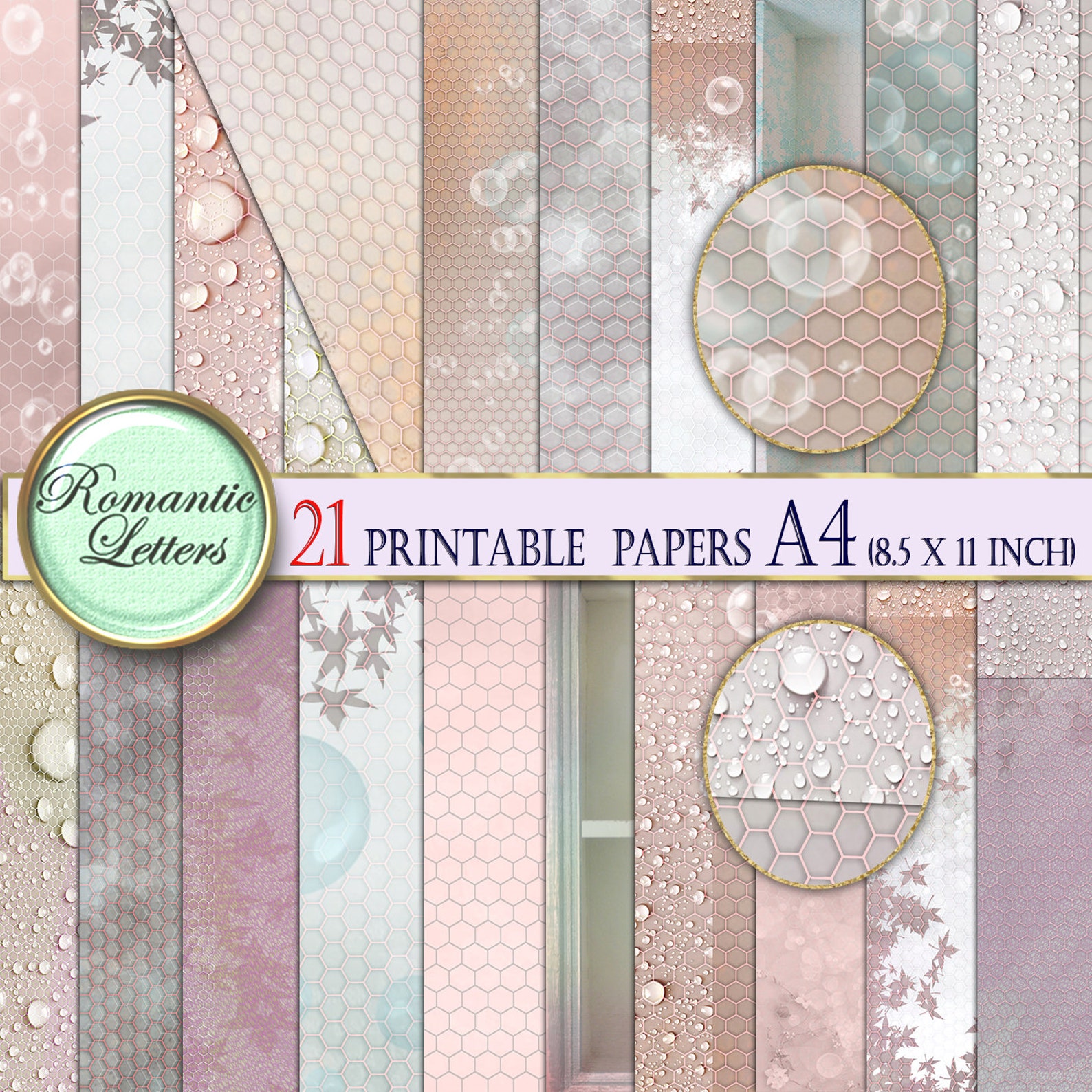 Pink Water Printable Scrapbook Paper A4 Printable Junk Journal - Etsy