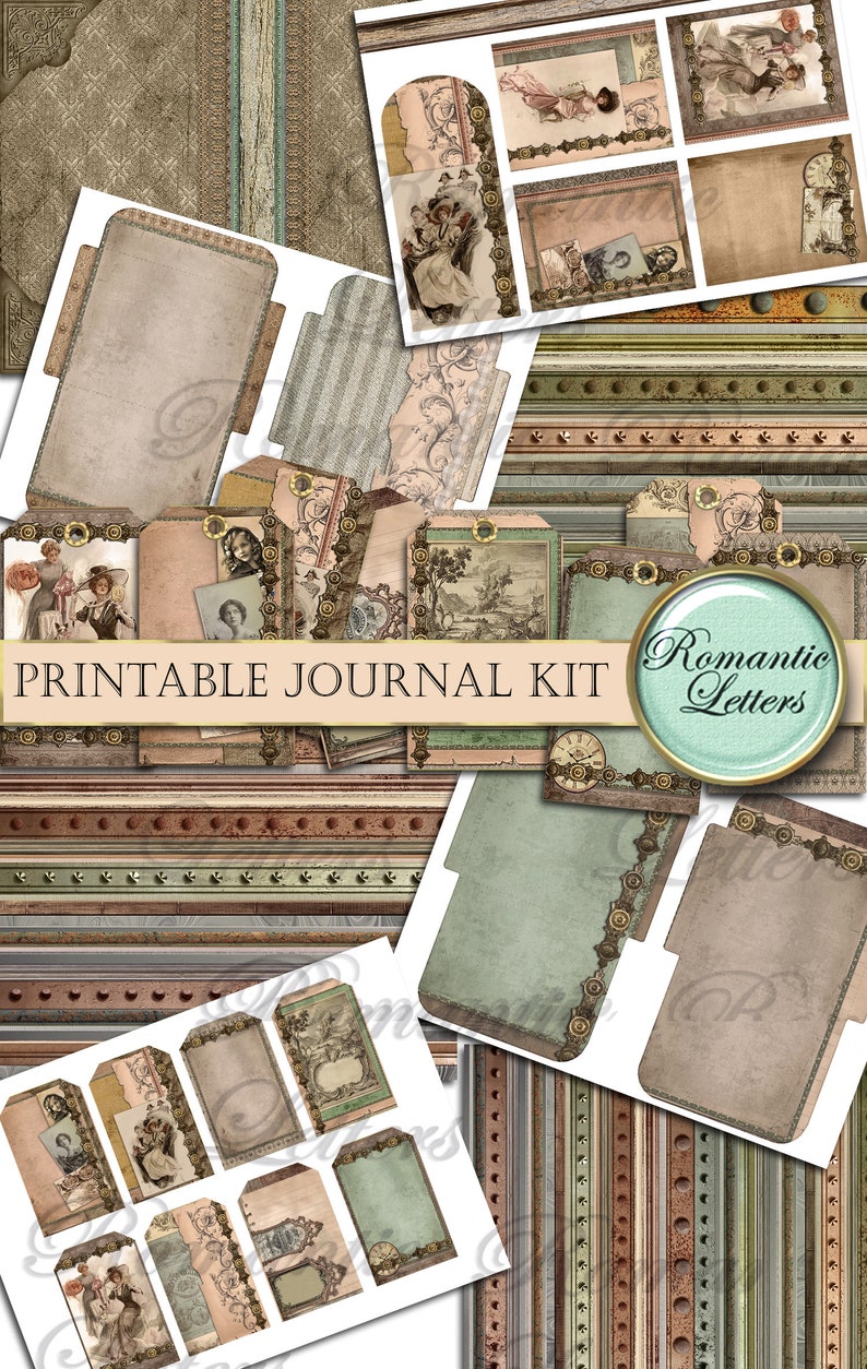 Printable Junk journal kit Victorian digital scrapbooking | Etsy
