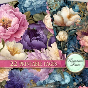 Digital Scrapbook Paper Pack Victorian Flower Botanical Digital ...