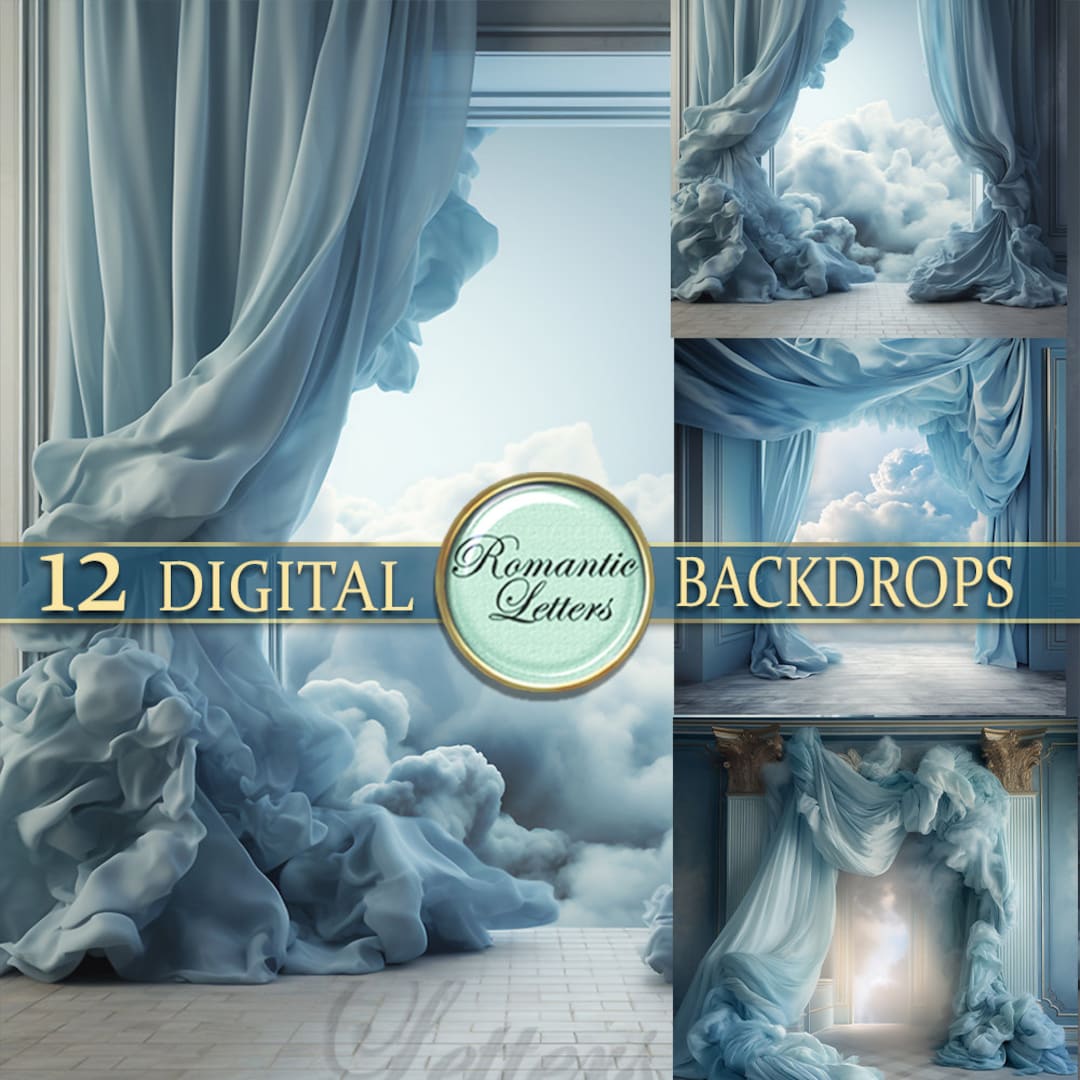 Digital Backdrop Room Digital Background Sky Clouds White Wood Floor ...