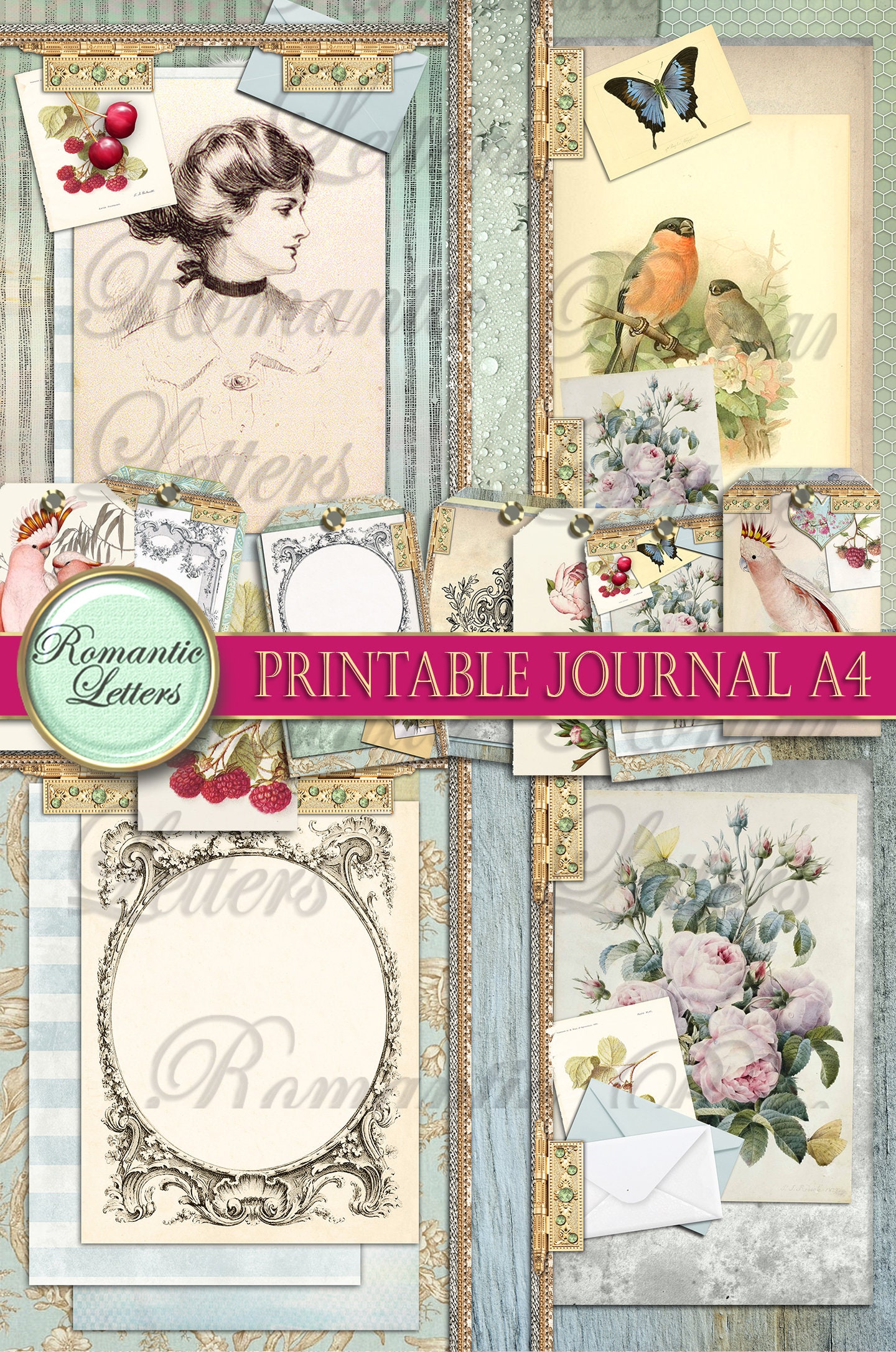 Printable Junk journal kit vintage digital scrapbook printable | Etsy