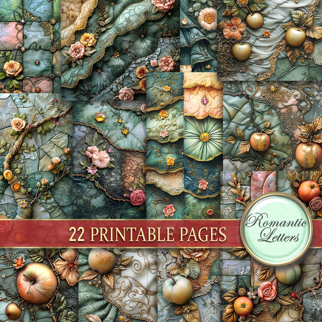 Digital Printable Scrapbook Paper Pack Patchwork Fabric Printable Craft ...