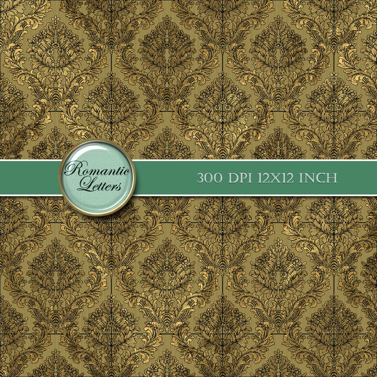 Autumn Digital Paper Gold Damask Patterns Digital Vintage Scrapbook ...