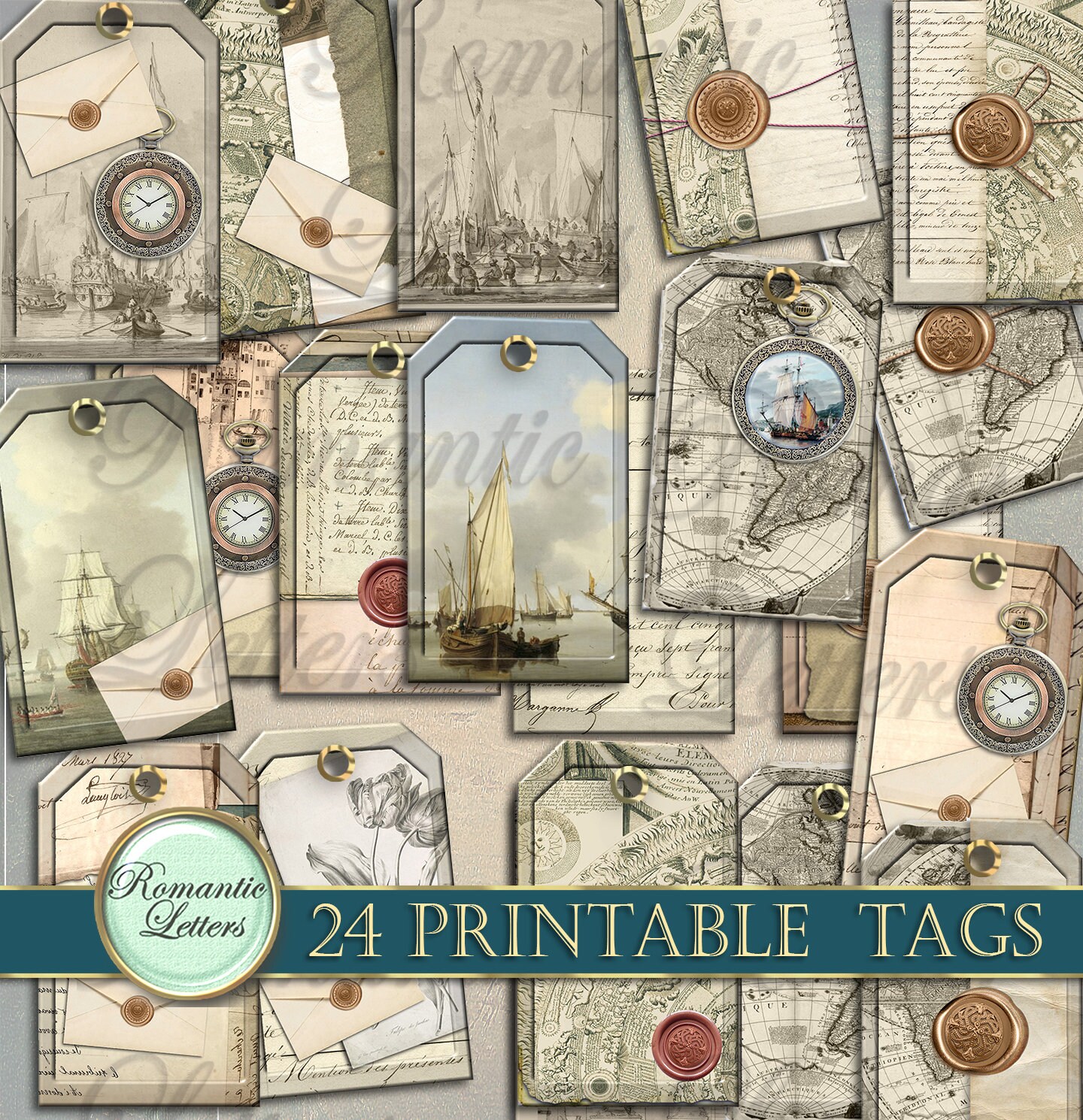 Printable junk journal tags printable gift tags printable | Etsy