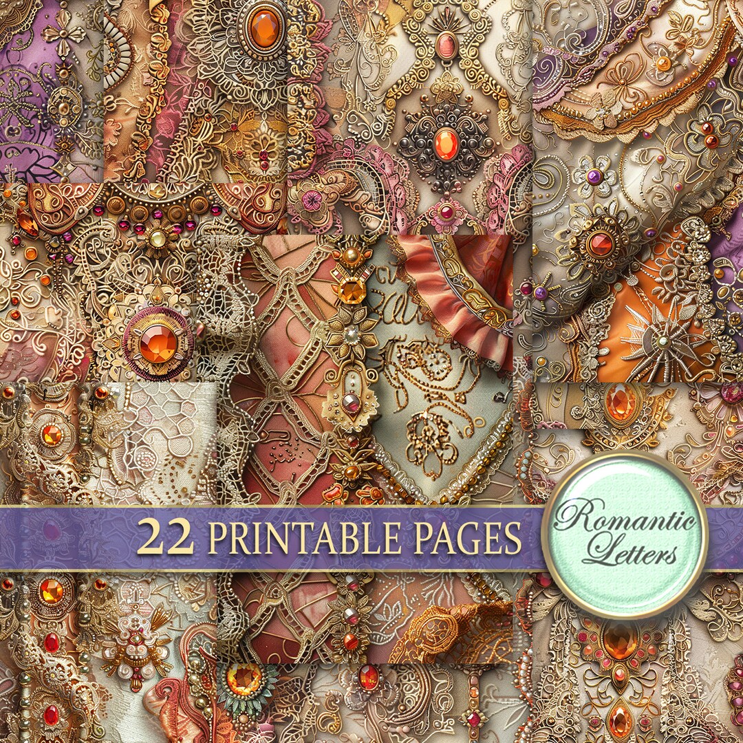 Digital Printable Scrapbook Paper Pack Patchwork Fabric Boho Printable ...