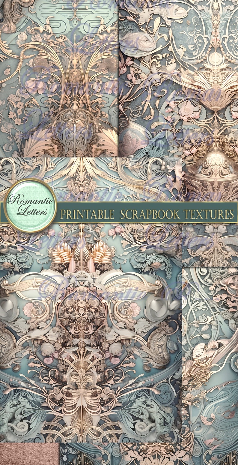 Digital Paper Damask Scrapbook Printable Paper Pack Digital Texture ...