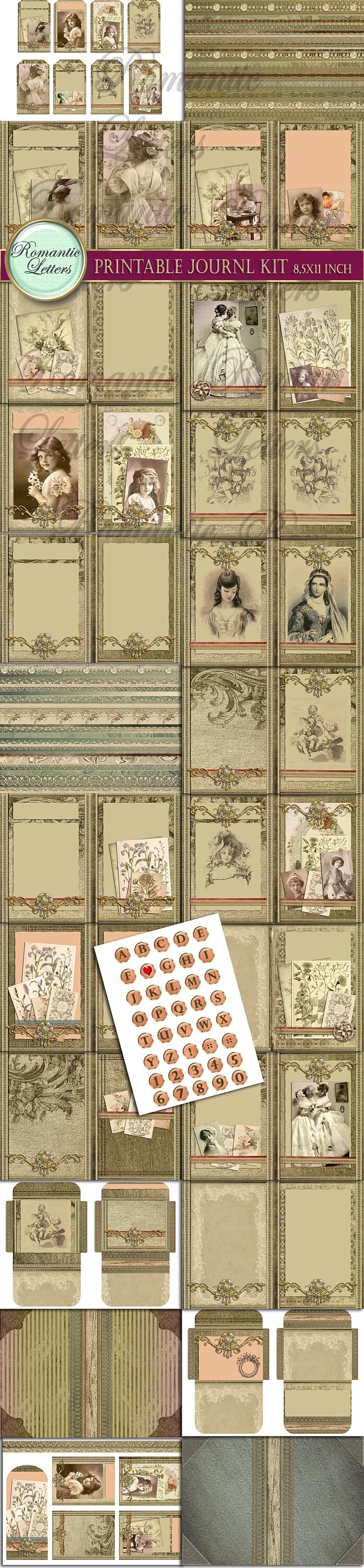 Printable Junk Journal Kit Digital Scrapbooking Paper Printable Craft ...