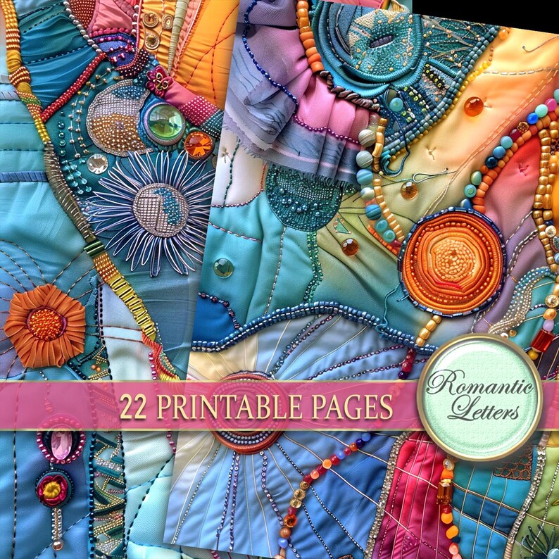 Digital Printable Scrapbook Paper Pack Hippy Patchwork Fabric Bohemian ...