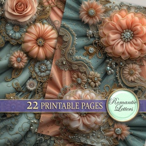 Digital Printable Scrapbook Paper Pack Silk Fabric Texture Lace ...