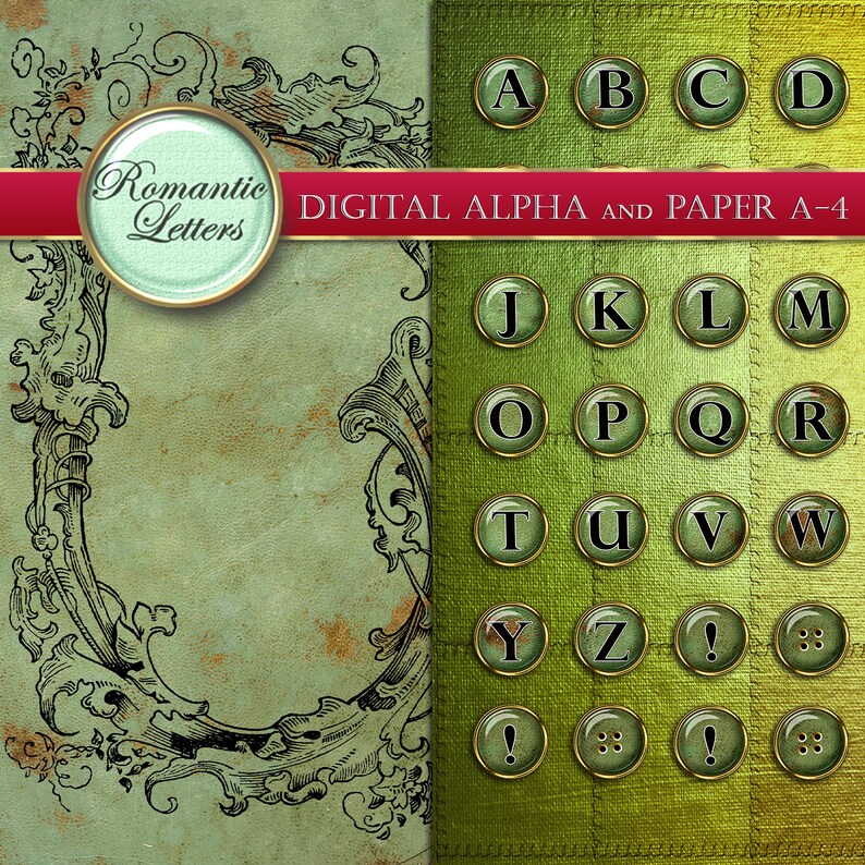 Digital Scrapbook Alphabet Digital Clip Art Digital Letters - Etsy