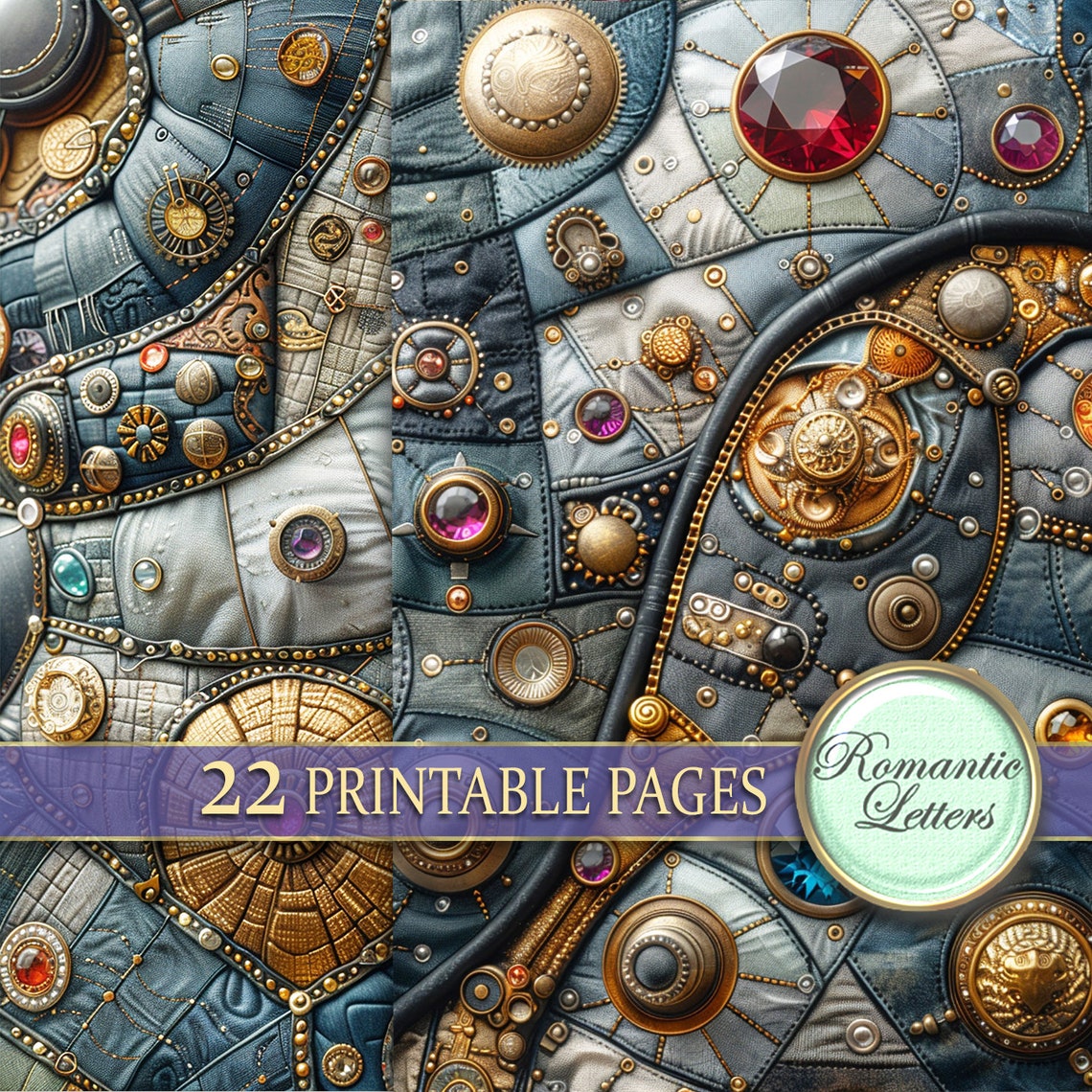 Steampunk Junk Journal Pages Digital Scrapbook Paper Pack Metal Texture ...