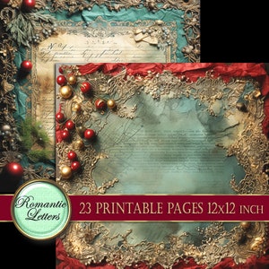 Printable Christmas Journal Pages Digital Scrapbooking Paper Background ...