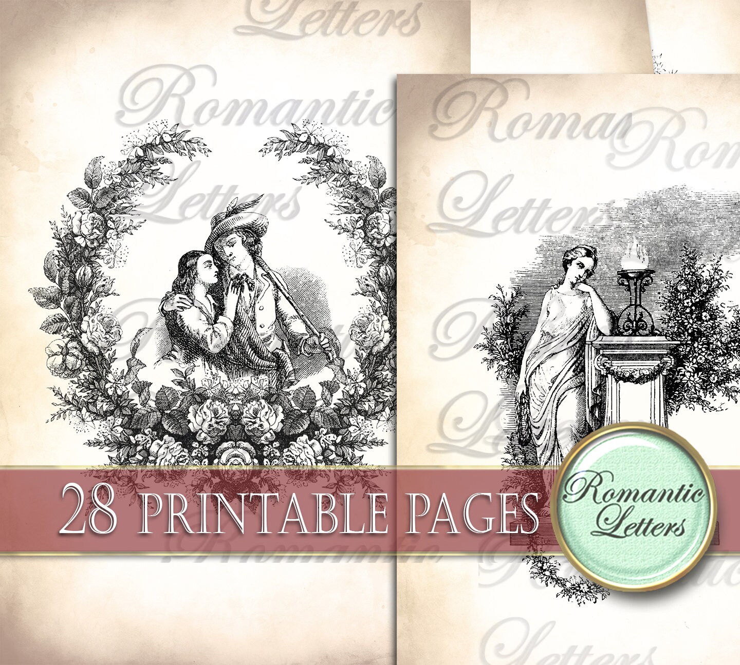 Victorian Printable Scrapbook Background Paper Digital | Etsy