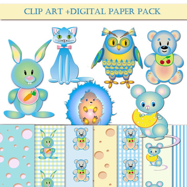 Digital Clipart Animal Digital for Kids Scrapbook Background - Etsy