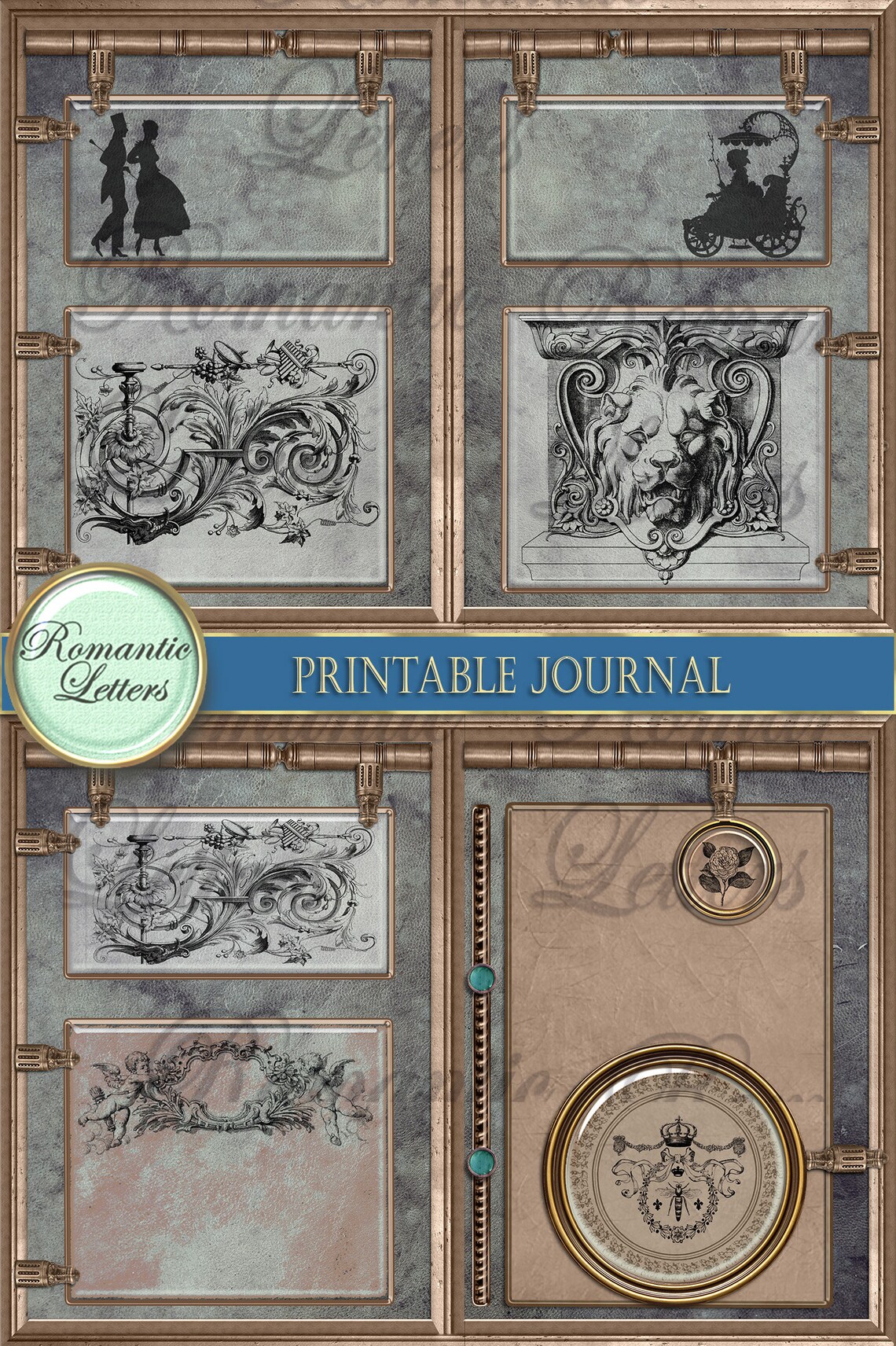 Steampunk printable junk journal kit digital scrapbook | Etsy
