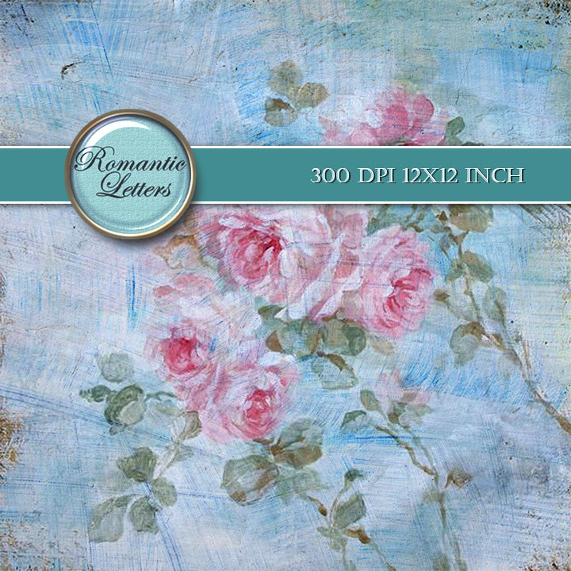 Floral Digital Scrapbook Paper Shabby Chic Rose Vintage Flower | Etsy