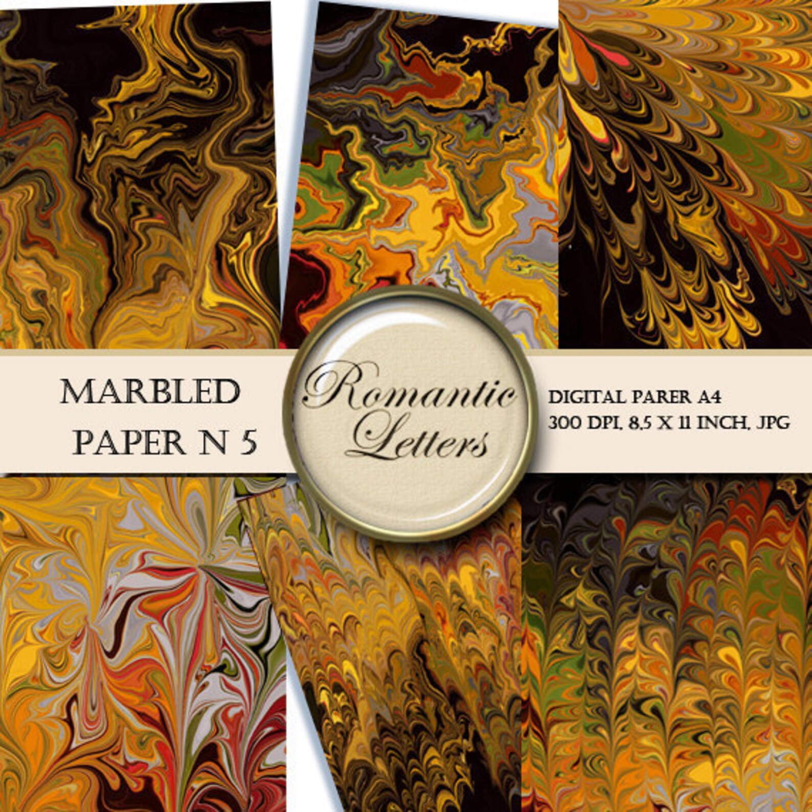 Marbled Digital Scrapbook Paper Pack Digital Marbled Paper | Etsy